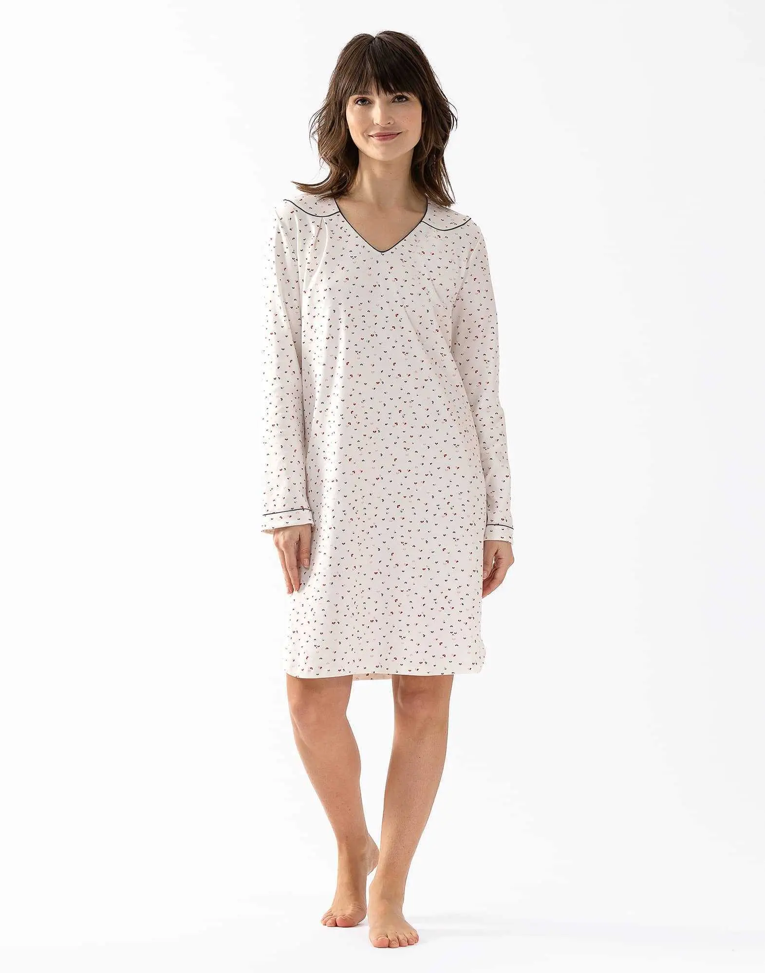 100% cotton interlock nightdress HOLLY 601 ecru | Lingerie le Chat