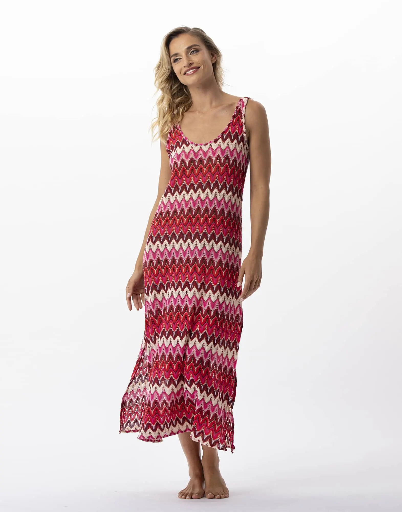 Long mesh knit dress BAHIA 741 multico pink | Lingerie le Chat