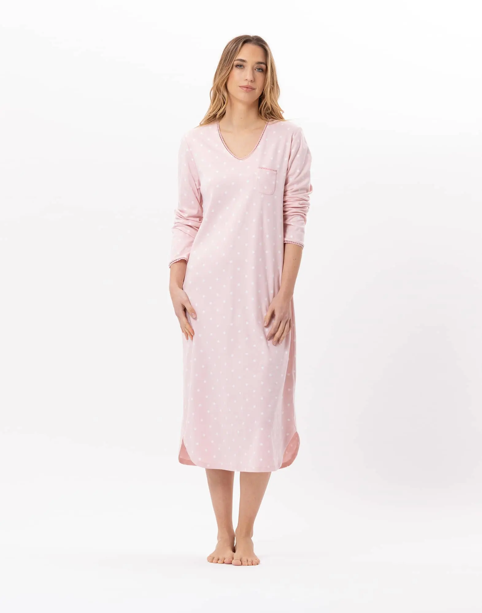 Long cotton nightdress CASSIE 811 Multico | Lingerie le Chat